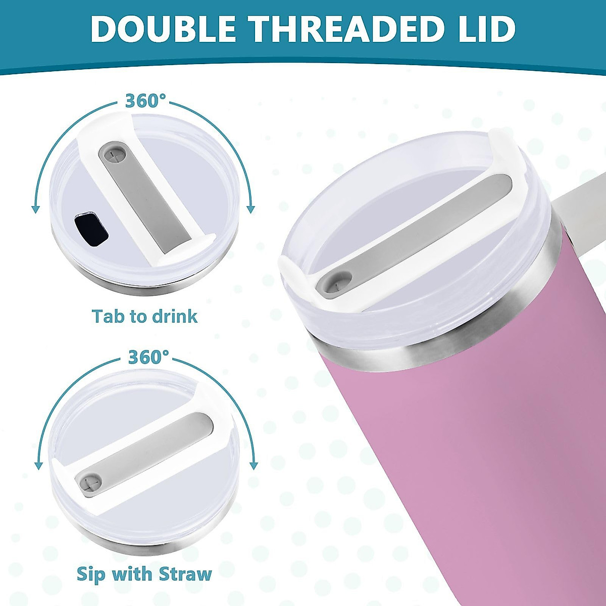 MCHIVER Fondant Pink 30 oz Tumbler with Handle and Straw Stainless Steel Vacuum Water Bottle Leak-proof Travel Coffee Mug Insulated Water Bottle for Hot Cold Beverages