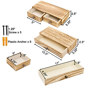 Yesland 2 Packs Floating Nightstand with Drawer - Rustic Wood Floating Wall Mounted Drawers Floating Shelf with Drawer for Living Room, Bedroom, Storage, Display - Yellowish Brown
