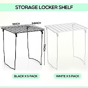 Maitys 10 Pack Locker Shelf Bulk 11.8" Tall Folding School Locker Organizer Shelf Set Metal Wire Organizer for School Office Locker Storage Accessories Fits Standard Size Lockers, Black and White