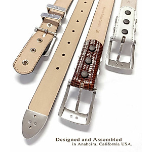 Kaymen Italian Calfskin Genuine Leather Designer Golf Dress Belt 1-1/8"(30mm) Wide (Alligator Brown, 40)