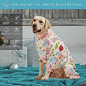 LovinPet Large Dog Clothes: Pajamas for Large Dogs, Slim Fit/Lightweight Pullover Dog PJ's, Full Coverage/Animals Allover Pink Print/Pet Pajamas/XL