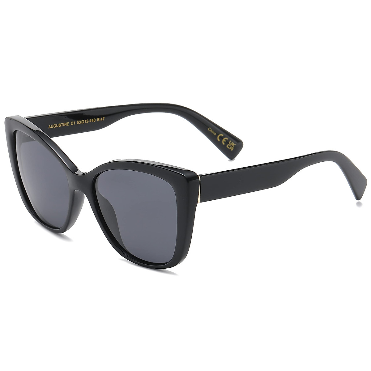 Be One Women Cat Eye Fashion Sunglasses - Polarized UV400 Classic Retro C1 Black Frame + Black Lens