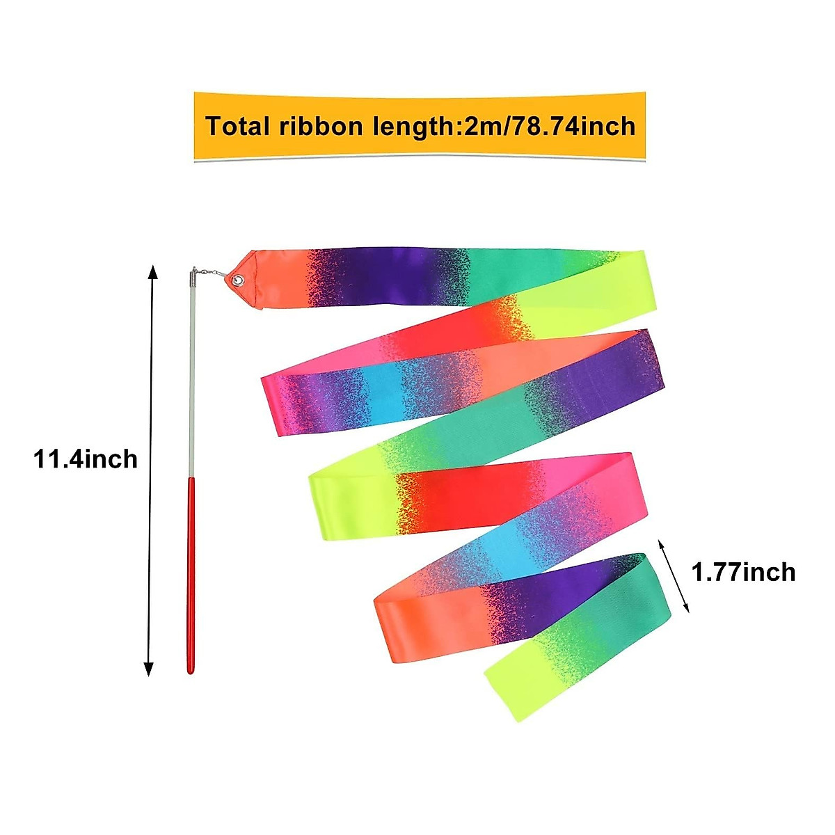 dervea 20 Pack Ribbon Dancing Wands Party Favors for Kids, Rainbow Birthday Decorations, Princess Party Supplies, Girls Party Games, Gymnastics Goody Bag Stuffers (Rainbow)