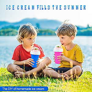 DIY Slushy Maker Cup 2 Pack, Double Layers Silica Cup,Smoothie Pinch Ice Cup, Frozen Magic Squeeze Cup, Cooling Maker Cup, Freeze Mug Tools, Portable Squeeze Icy Cup