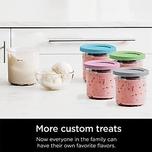 TYWAG 2/4Pcs Ice Cream Pints Cup, Ice Cream Containers with Lids for Ninja Creami Pints, Safe & Leak Proof Ice Cream Pints Kitchen Accessories for NC301 NC300 Series Ice Cream Maker (Blue＋Pink)