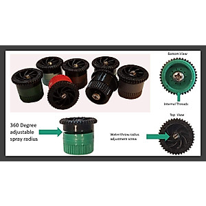 Modtek Replacement Pop UP Sprinkler Heads for RainBird, Hunter, Orbit Pop Up Sprinklers, Sprinkler Color May Vary. (5, 8AN)