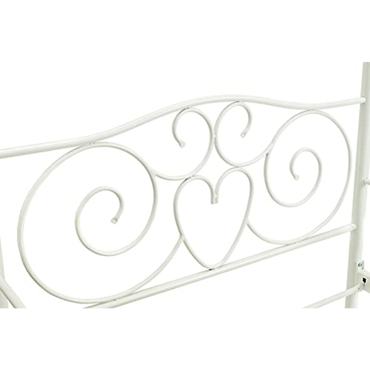 DHP Metal Canopy Kids Platform Bed with Four Poster Design, Scrollwork Headboard and Footboard, Underbed Storage Space, No Box Sring Needed, Twin, White