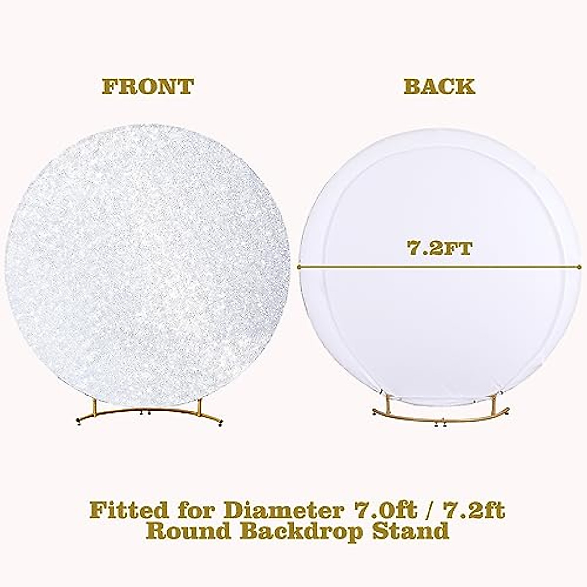 Silver Round Backdrop Cover 7.2ft Sequin Circle Backdrops Curtain Photo Backdrop Arch Covers for Wedding Party Baby Shower Bridal Shower Photography Birthday Prom Background Decorations