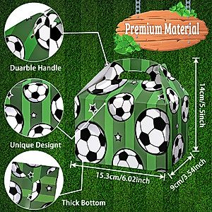 Erweicet Soccer Party Treat Boxes 24 PCS Football Gift Boxes Cardboard Candy Cookies Box with Handles Goodie Bags for Kids Sports Theme Birthday Party Decoration Soccer Party Supplies