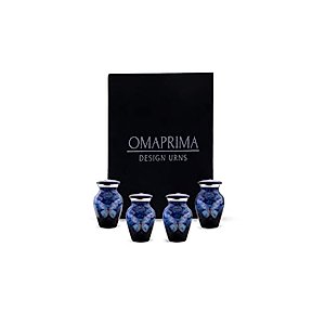 Blue Chrysalis Set of 4 Keepsakes - Cremation Urns for Human Ashes - Adult Urns Funeral urn Human ash Adult for Memorial, Funeral, Burial or Columbarium (Set of 4 Small Urn)