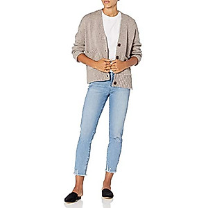 The Drop Women's Lydia Short Sleeve Loose Drop Shoulder Jersey T-Shirt , White, S