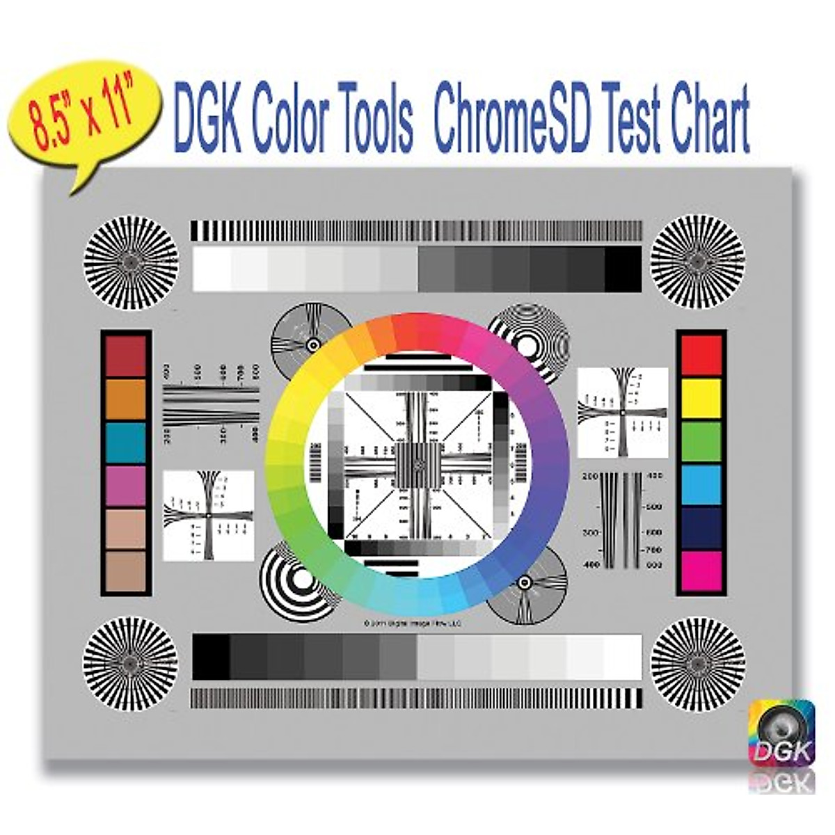 DGK Color Tools High Resolution 8.5x11" Chrome SD Professional Lens Test Chart, 3-Pack