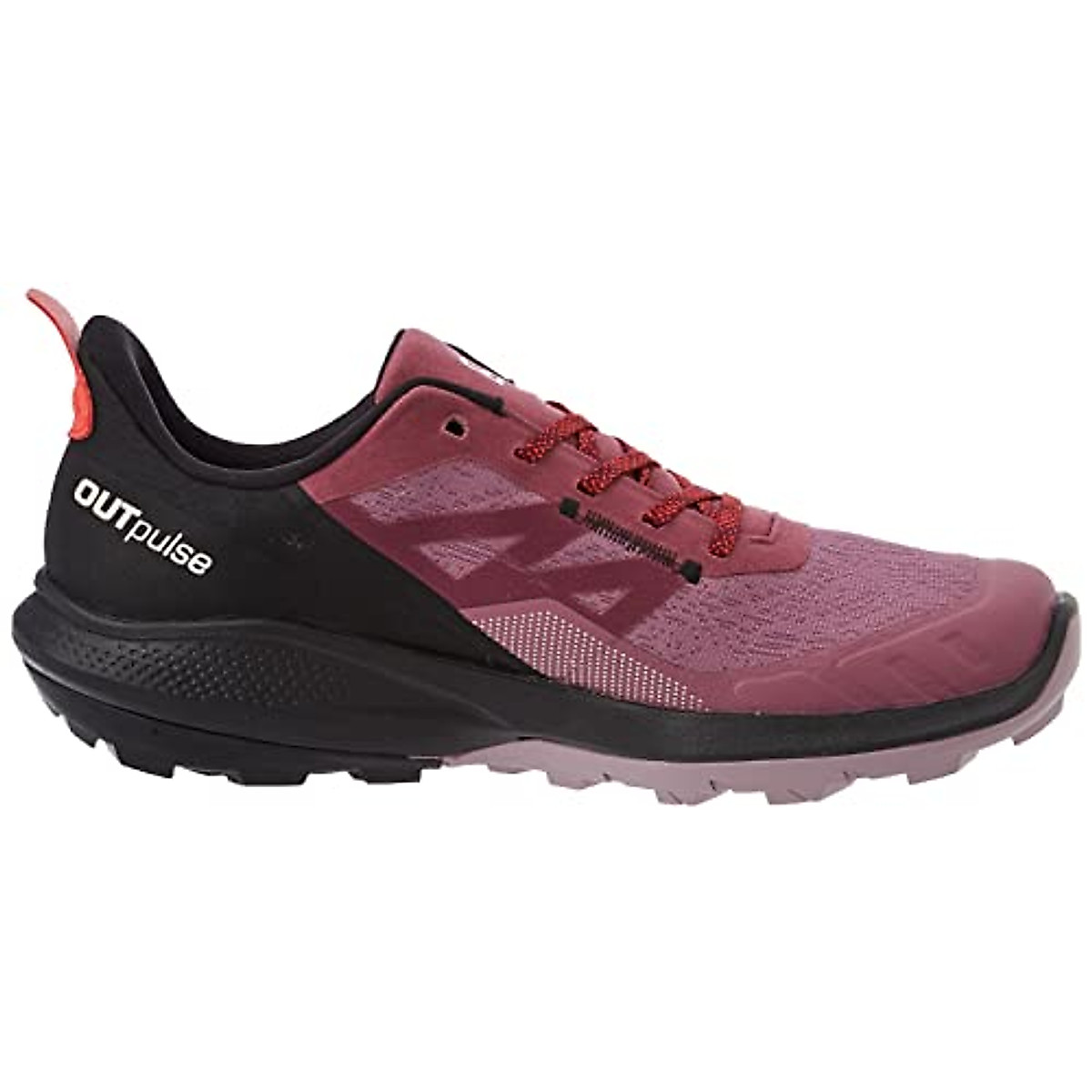 Salomon Women's OUTPULSE Gore-Tex Hiking Shoes for Women, Tulipwood/Black/Poppy Red, 7.5
