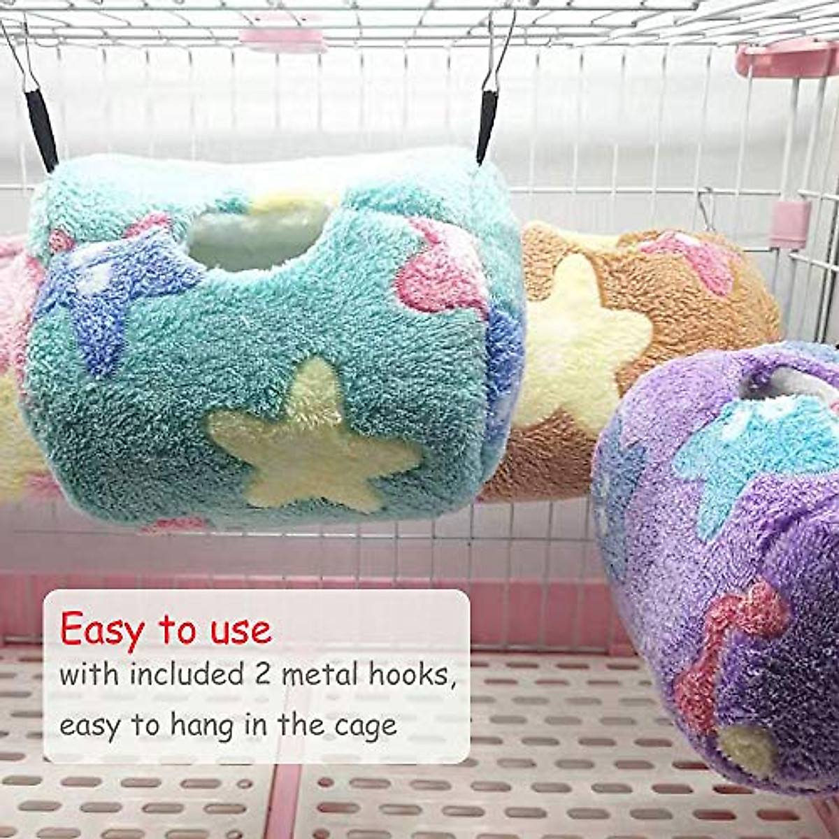 Oncpcare Hanging Tunnel for Small Animals, Bucket Shape Warm Sugar Glider Hammock Nest, Critter Cage Accessories Bedding for Hamster Hedgehog Gerbil Rat