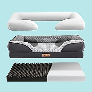 Soft Supportive Certipur-Us Certified Egg Crate Foam Dog Bed for Large Dogs, Waterproof Inner Lining, Chew Proof Oxford Bottom (35" x 25" x 7", Up to 75LBs)