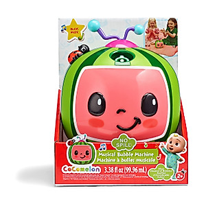 CoComelon NO Spill Musical Bubble Machine | Bubble Toy for Baby, Toddlers and Kids | Amazon Toys Exclusive with 16 oz of Extra Bubble Solution (Bubble Solution Bottle Colors Will Vary)