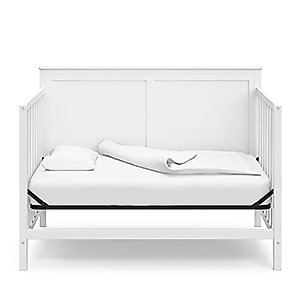 Storkcraft Alpine 5-in-1 Convertible Crib (White) – GREENGUARD Gold Certified, Converts to Toddler Bed and Full-Size Bed, Fits Standard Full-Size Crib Mattress, Adjustable Mattress Support Base