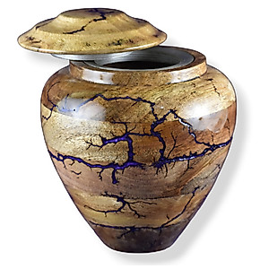 Purple Resin Wooden Urn Box Lichtenberg Figure Resin Urn Cremation Urn for Human Ashes Adult Funeral Urn for Ashes pet Loss Gift Sympathy Gift Memorial Urn Fractal Burning Urn (up to 220 lbs)
