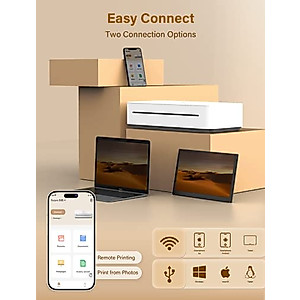 iDPRT Wireless Printer, Future999 Portable Printer w/One-Piece Easy-to-Load Cartridge, Compact Design, Wired & Wireless Connection, Harmless Material, 300DPI HD Printing, Printer for Home Use, Office