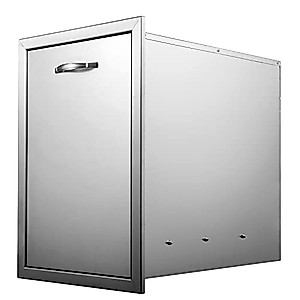 LMRSTOO Pull Out Trash Drawer Stainless Steel with 2 4.4 Gallon Trash Cans 19.7" D x 13.5" W x 19.3" H,Built-in Roll Out Outdoor/Indoor Kitchen BBQ Island Trash Bin Storage