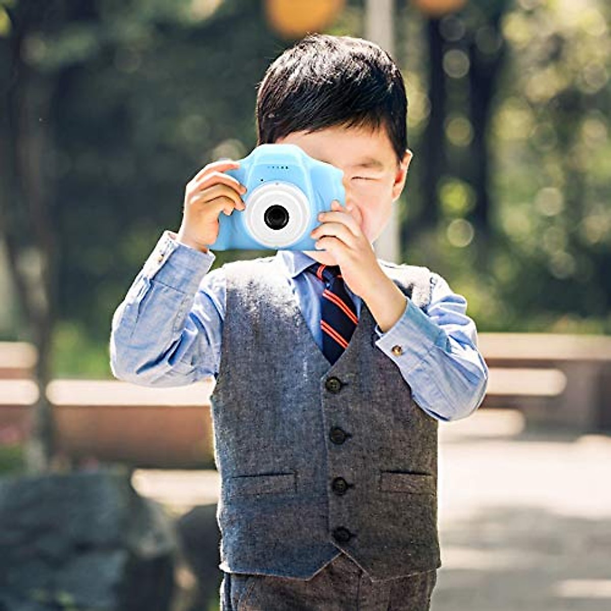 Mini Camera Portable Toy for Children, Digital Camera with TFT Color Screen, Fixed Lens Digital Video Camera, Cute Cartoon Camera Multi Cartoon Photo Frames(Blue)