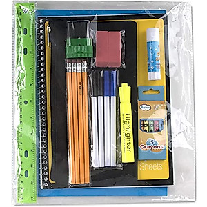 Trail maker Pre-Filled 17" Backpack & School Supply Kit - 20 Piece Back to School Supplies with Backpack (Black Pack)