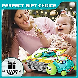 Baby Toys 6 to 12 Months, Musical Turtle Crawling Baby Toys for 12-18 Months, Early Learning Educational Toy with Light & Sound, Birthday Toy for Infant Toddler Boy Girl 7 8 9 10 11 month 1-2 Year Old