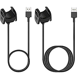 [2-Pack] Charger Cable Compatible with Fitbit Charge 3/Charge 4, Replacement USB Charging Cradle Dock Stand Cable for Smart Watch Fitbit Charge 3/Charge 4(3.3 ft/1.6ft)