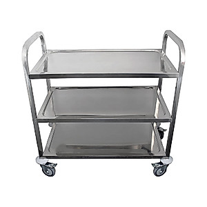 AmGood Stainless Steel Dining Cart - 3 Shelf Heavy Duty Utility Cart on Wheels (Medium - 34" Legth x 18" Width)
