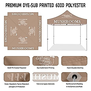 ABLEM8CANOPY Custom Canopy Tent 10x10 with Logo, Personalized Pop Up Canopy Tent with Optional Walls for Business Events, Trade Shows, Farmers Market, Roller Bag Included(Mushroom)
