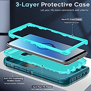 LeYi Compatible for Galaxy S9 Case, Samsung Galaxy S9 Case, 3 in 1 Full Body Shockproof Rubber Dustproof Rugged Defender Protection Case Samsung Galaxy S9 Phone Case, Teal Blue