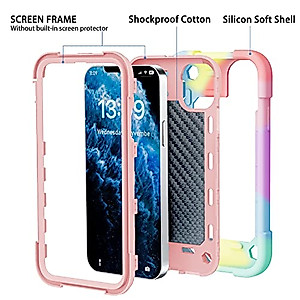 MARKILL Compatible with iPhone 11 Case 6.1 Inch with 360°Rotate Ring Stand, Military Grade Drop Protection Full Body Rugged Heavy Duty Case 3 in 1 Protective Cover (Rainbow Pink)