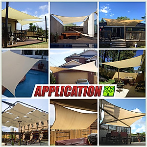 ColourTree 10' x 16' Sand Beige Sun Shade Sail Rectangle Canopy Fabric Cloth Screen, Water Permeable & UV Block UPF50, Heavy Duty, Carport Patio Outdoor - (We Customize Size)