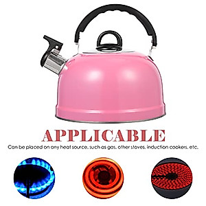 Whistling Stovetop Tea Kettle Stainless Steel Teapot Hot Water Fast to Boil Water Kettle Pot with Cool Touch Ergonomic Handle Loud Whistle for Tea Coffee Milk Etc Gas Electric Applicable (pink)