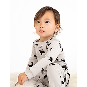 Leveret Kids & Toddler Footed Pajamas Boys Girls 100% Cotton Bird Grey (Size 3 Years)