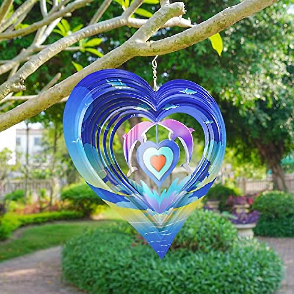 12" 3D Hanging Wind Spinners Windmills for The Yard Garden Decoration Large Metal Wind Chimes Sculptures Catchers Swivel Hooks Yard Haning Spinner Outdoor Indoor Crafts Pinwheel Lawn Art Home Decor