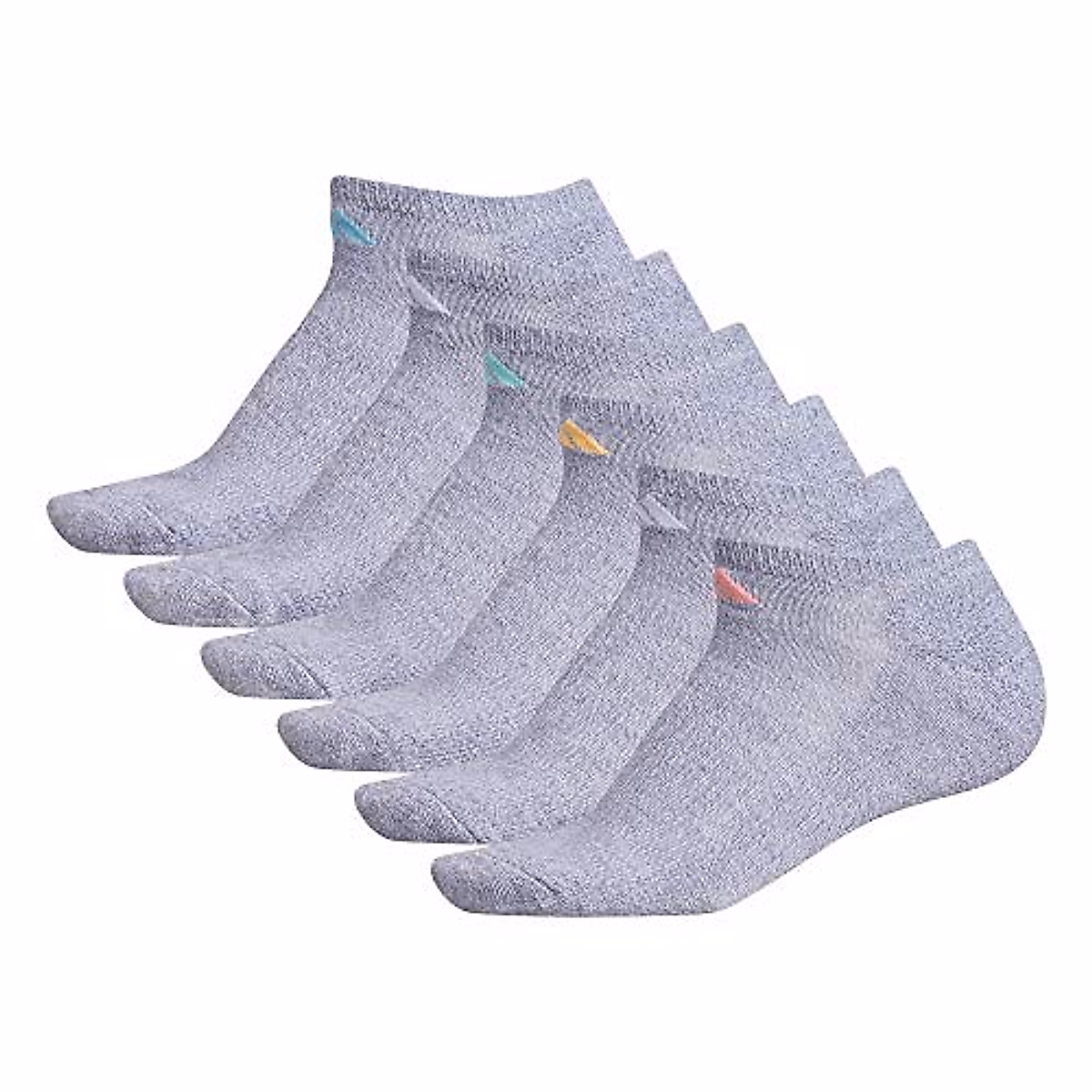 adidas Women's Athletic 6-Pack Show Socks for Secure Fit, Cushioned Comfort, Low Profile, Grey/Bliss Pop/Clear Mint, M