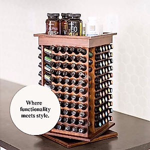 Oil Life - Premium Rotating Wooden Essential Oil Rack with Drawer | Aromatherapy Storage Solution for 182 Bottles | Display Holder for All 15ml Essential Oil Brands (Bottom Drawer Included)