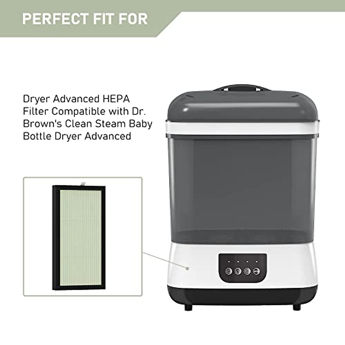 Dryer Advanced HEPA Filter Compatible with Dr. Brown's Clean Steam Baby Bottle Dryer Advanced, 4 Pack