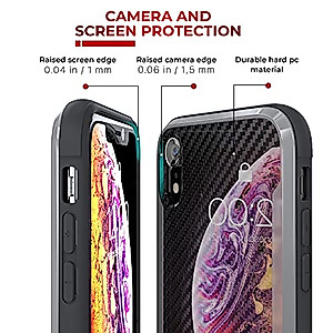 Nicexx Designed for iPhone XR Case with Carbon Fiber Pattern, 12ft. Drop Tested, Wireless Charging Compatible - Black