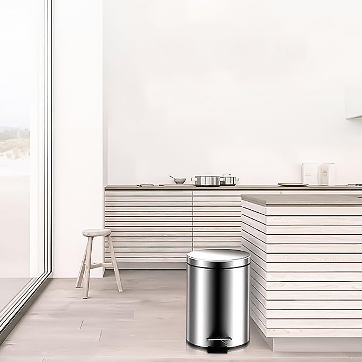 Rubbish Bin 3L Pedal Garbage Small Waste Bin Use Sealed Lid to Lock in Odors