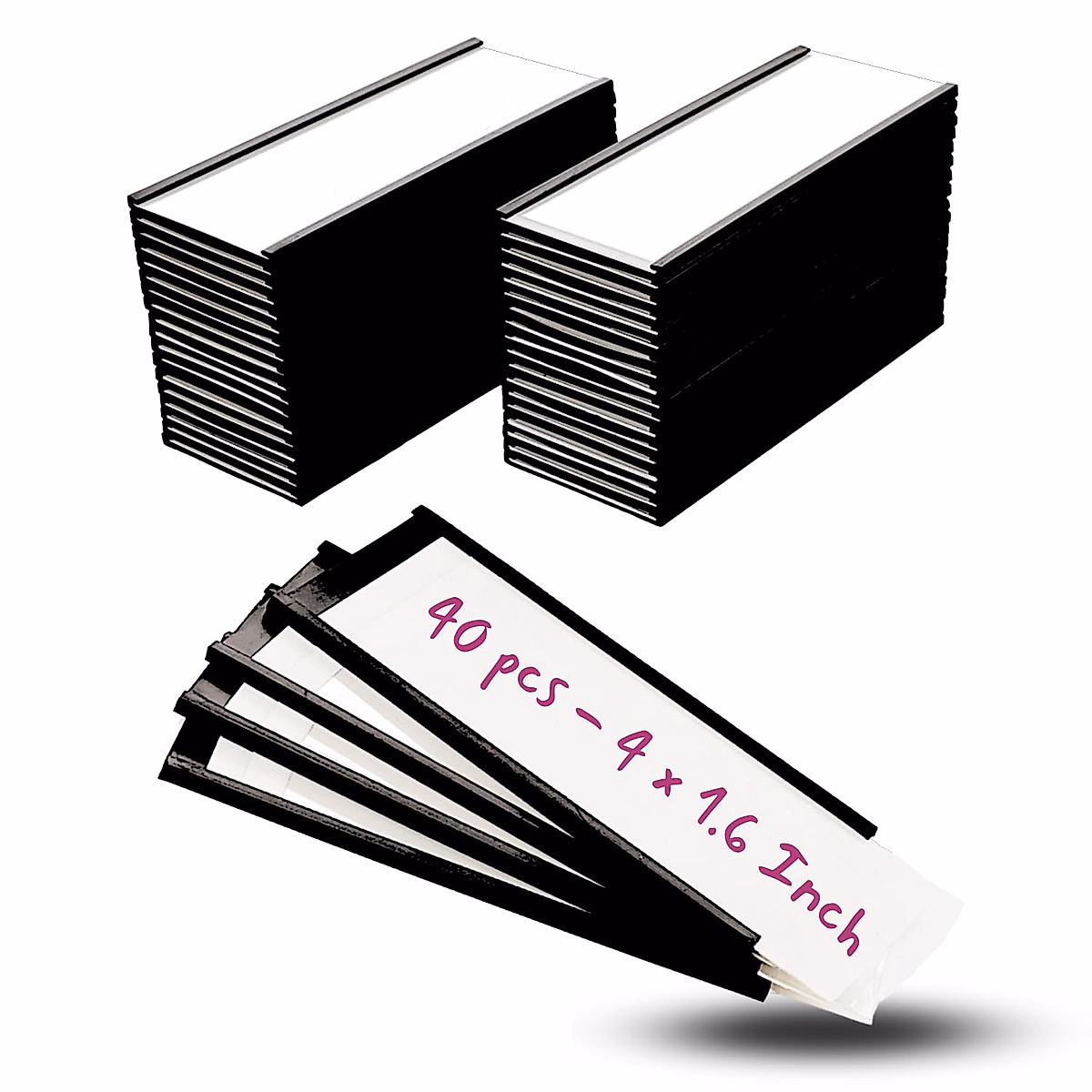 Availey 40 Pack Magnetic 'C' Channel Label Holders for Metal Racks and Shelves with Protective Films and Replacement Strips 4" x 1.6"