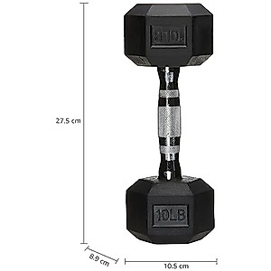 Amazon Basics Rubber Encased Exercise & Fitness Hex Dumbbell, Hand Weight for Strength Training, 20 Pounds, Black