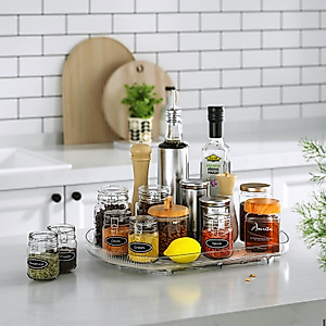 LAMU Lazy Susan Organizer for Refrigerator 15.4''x11'' Turntable Organizer for Fridge, Cabinet, Pantry, Kitchen Bathroom Vanity Makeup Refrigerator Organizers and Storage, Clear, Rectangle,1Pack