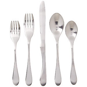 Knork Original Cutlery Utensils Flatware Set, 45 Piece (service for 8), Silver Matte
