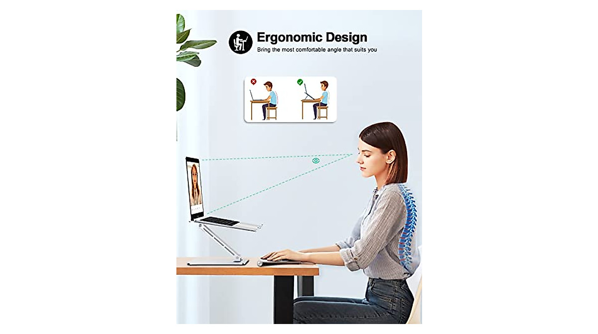 RIWUCT Ergonomic Foldable Laptop Stand - Adjustable Riser