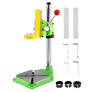 QWORK Drill Press Stand, Heavy Duty Floor Drilling Press/Rotary Tool Workstation,Table Top Drill Press 90° Rotating Fixed Frame for Drilling Collet, Drill Press Table, Drill Workbench Repair