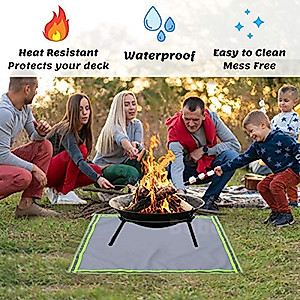 Bobocawa Fire Pit Mat for Deck - Fire Mat fpr Fire Pit Ember Mat for Under Fire Pit for Deck & Grass Outdoor Visible at Night 39 x 39 Inches Square Protector