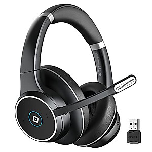 Bluetooth Headset with Microphone, EMEET ENC Noise Cancelling Headphones with 4 Mics, All Day Battery & Comfortable Design PC Headset, Dual-Bluetooth/Dongle/USB Connection for PC/Mac/Tablet/Cell Phone