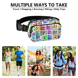 Periodic Table Elements Fanny Pack for Women Men Crossbody Belt Bag Fashion Waist Packs Purse with Adjustable Strap Bumbags for Outdoors Workout Travel